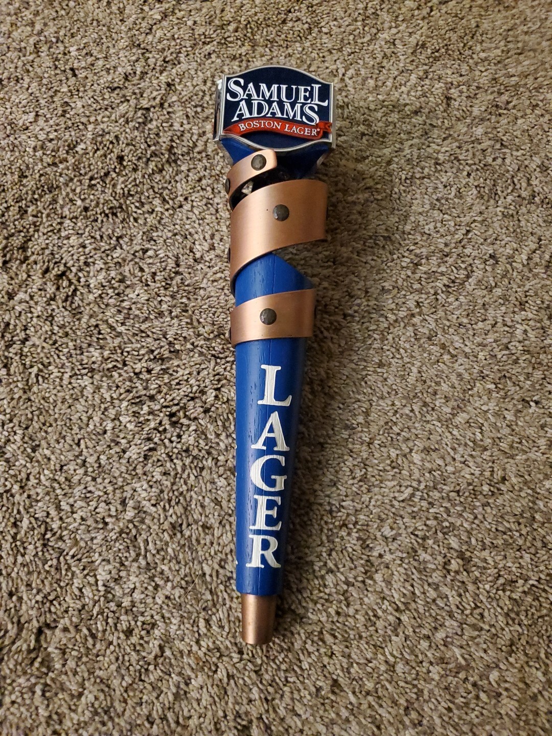 Samuel Adams Boston Lager Bar Beer Tapper Pull 13" Wood & Copper Logo 3 ...