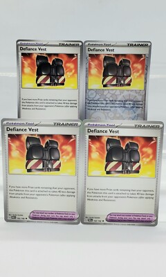 Pokemon TCG Defiance Vest 162/182 SV04: Paradox Rift Uncommon 4 Cards ...