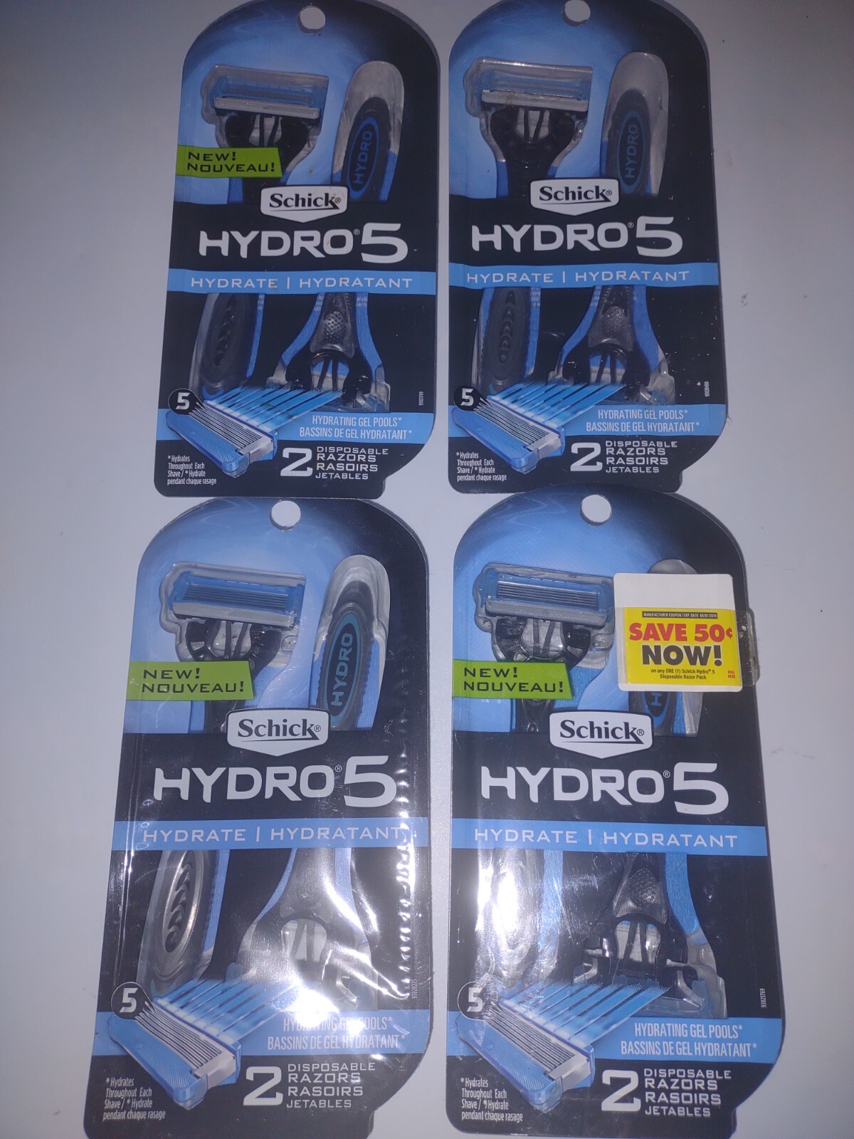 NEW! SCHICK HYDRO 5 Men's Disposable Razors ( 4 Packs - 8 Total ...