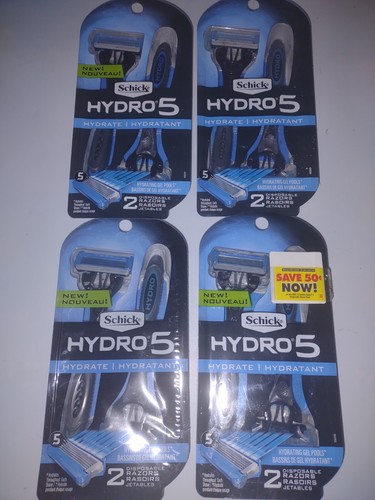 NEW! SCHICK HYDRO 5 Men's Disposable Razors ( 4 Packs - 8 Total ...