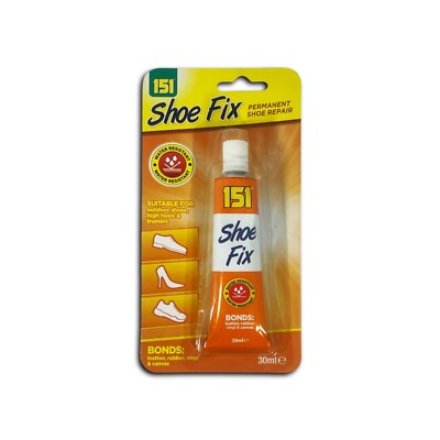 151 Shoe Fix Glue 30ml Strong Adhesive Repair for Boots Trainers Heels ...