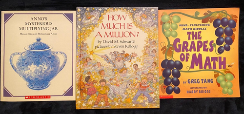 NEW 3 Math Picture Books~How Much is a Million/Grapes of Math/Anno's ...