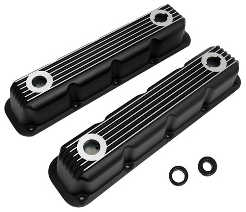 FITS 1992-03 SB MOPAR DODGE MAGNUM FINNED ALUMINUM BLACK VALVE COVERS ...