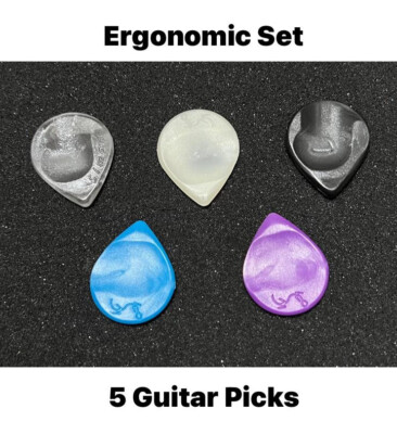 Ergonomic Guitar Pick, Plectro. Multi-Sound Set of 5 Right Hand | eBay