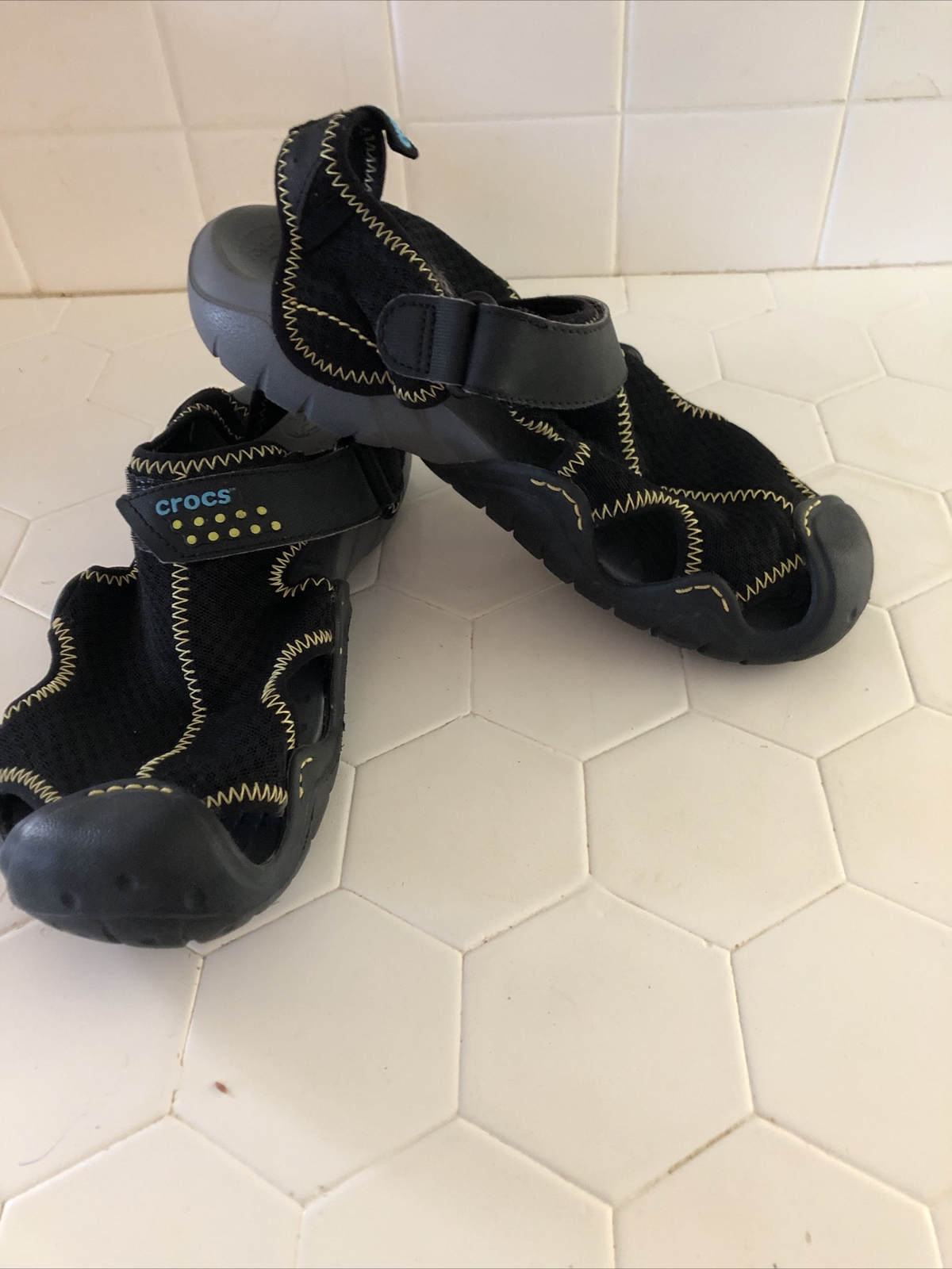 Crocs Swiftwater Mesh Deck Sandal Black US Men Size 8… - Gem