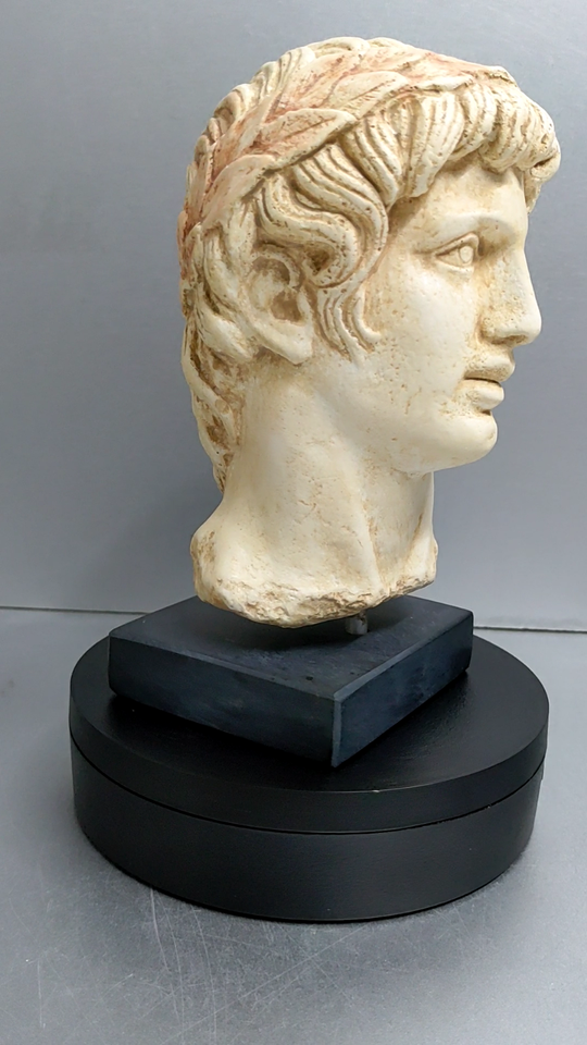 Apollo head sculpture statue bust on black marble base | eBay