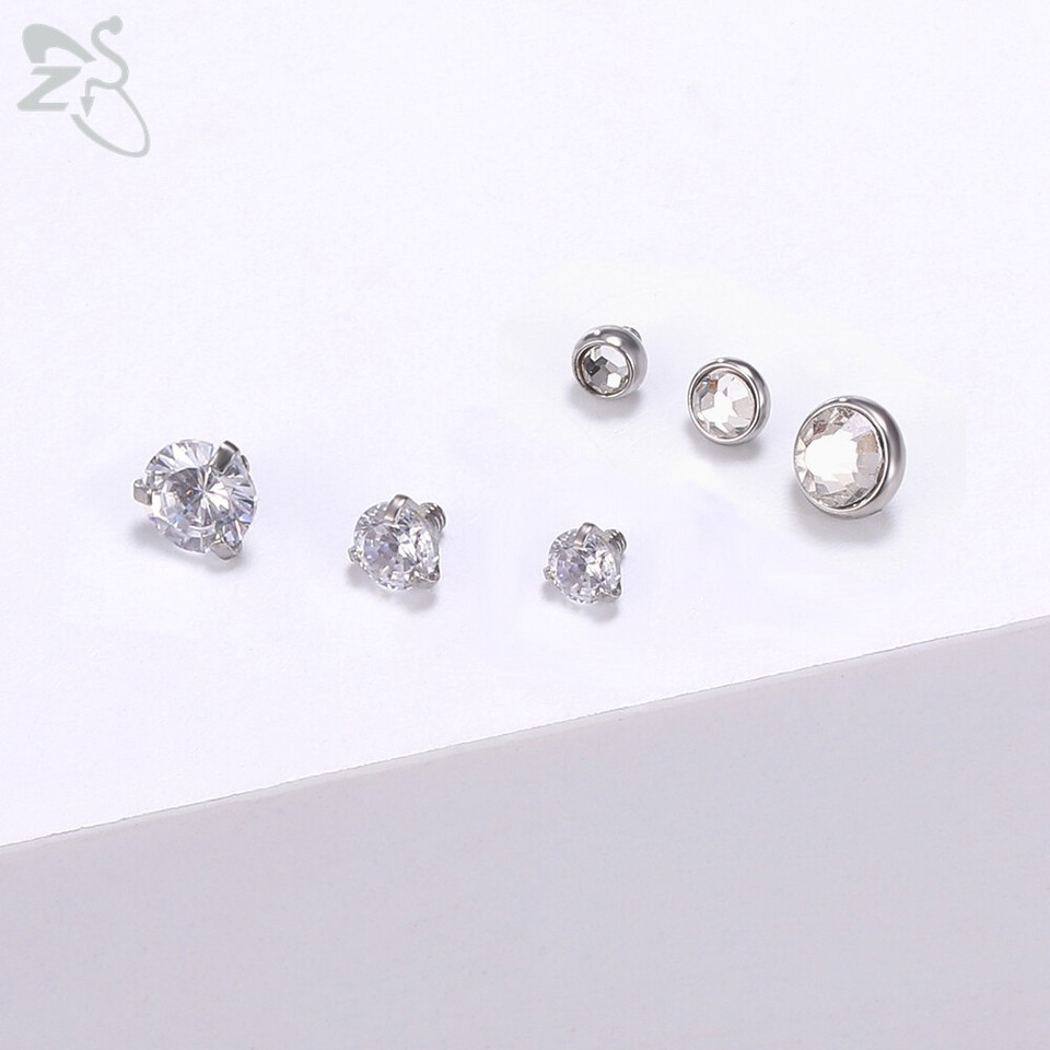 1 PC Stainless Steel Dermal Anchor CZ Top Skin Diver Bases Micro Dermal ...