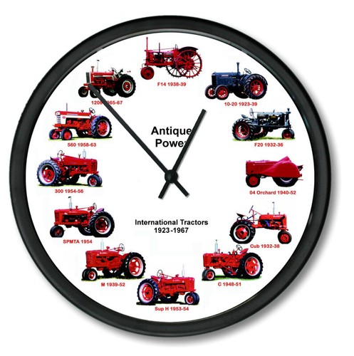 New International Farmall Wheel Dial - 12 Vintage Red Tractors Clock 10 ...