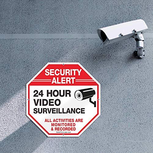 2 Pack 10x10 Inch Security Camera Sign 24HR Video Surveillance Octagon ...