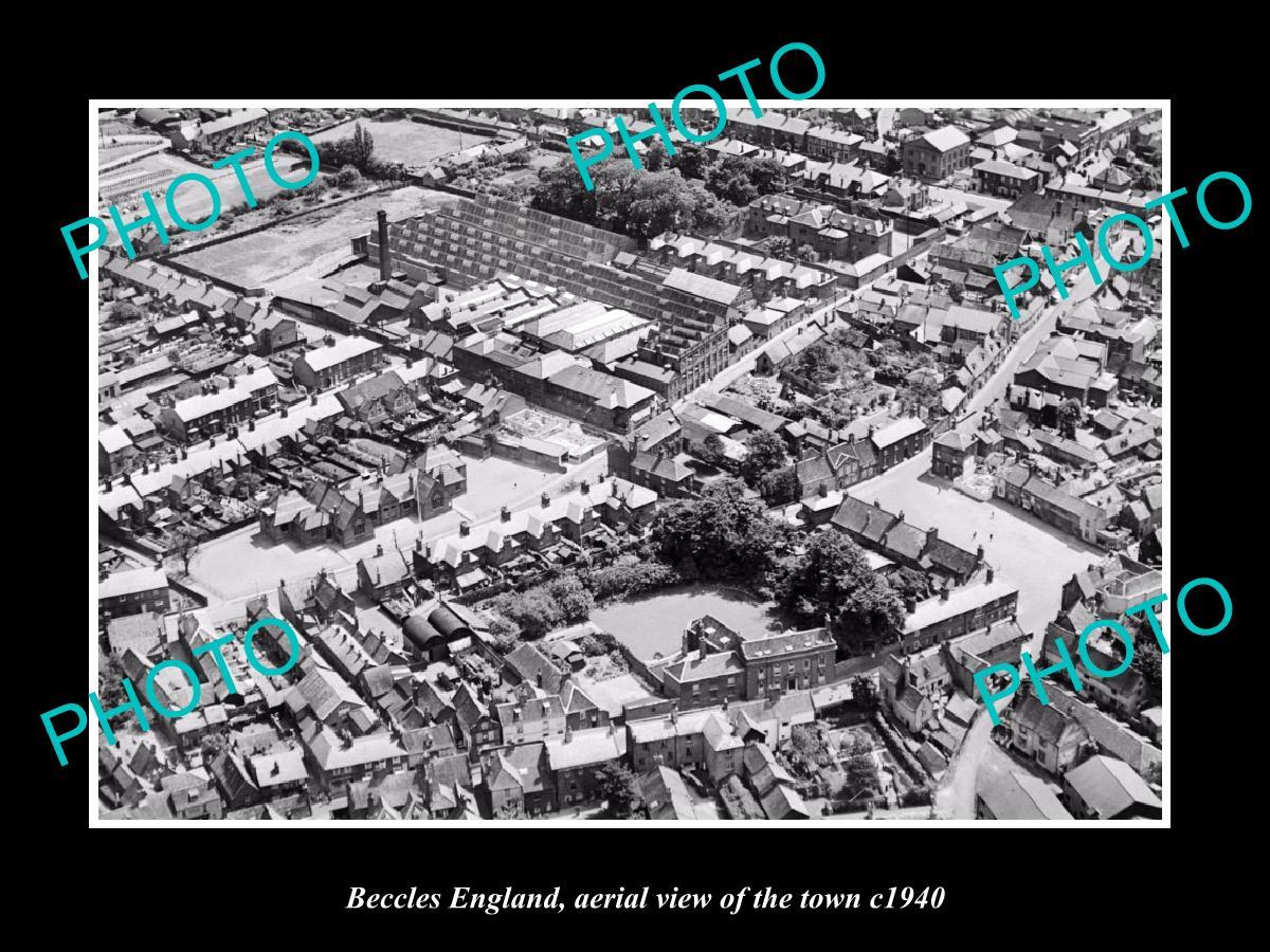 OLD LARGE HISTORIC PHOTO OF BECCLES ENGLAND AERIAL VIEW OF THE TOWN ...