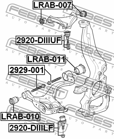 LRAB-010 Febest BUSHING, FRONT LOWER CONTROL ARM RBX500431, RBX500432 ...