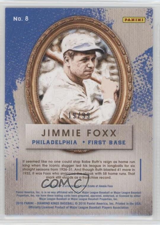 2016 Panini Diamond Kings Blue Framed 19/99 Jimmie Foxx #8 HOF 0l2 | eBay