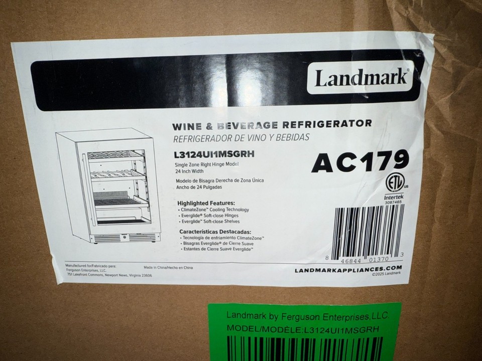 Landmark L3024UI2WSG-RH 24″ Stainless Dual-Zone Wine Refrigerator ...