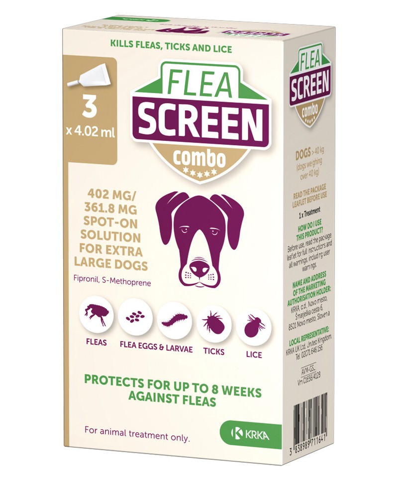 FLEA SCREEN combo Spot On for Dogs & Cats - Kills Fleas, Flea Eggs ...
