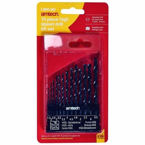 Amtech 13 Piece High Speed Hss Drill Bit Set Small with case High ...
