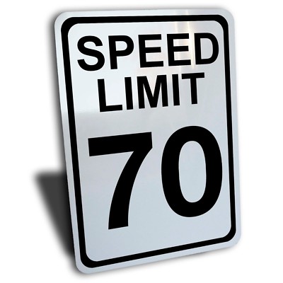 SPEED LIMIT 70 MPH KM/H SIGN ALUMINUM 10" BY 14" METAL ROAD TRAFFIC ...