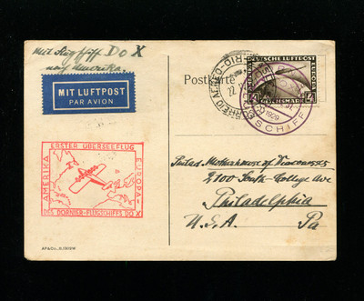 DoX Cover Germany 1930-31 Harms 24c Bordpost to USA via Rio | eBay