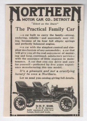 Antique 1900's Automobile - Northern Car Co. Detroit - 1908 AD ...