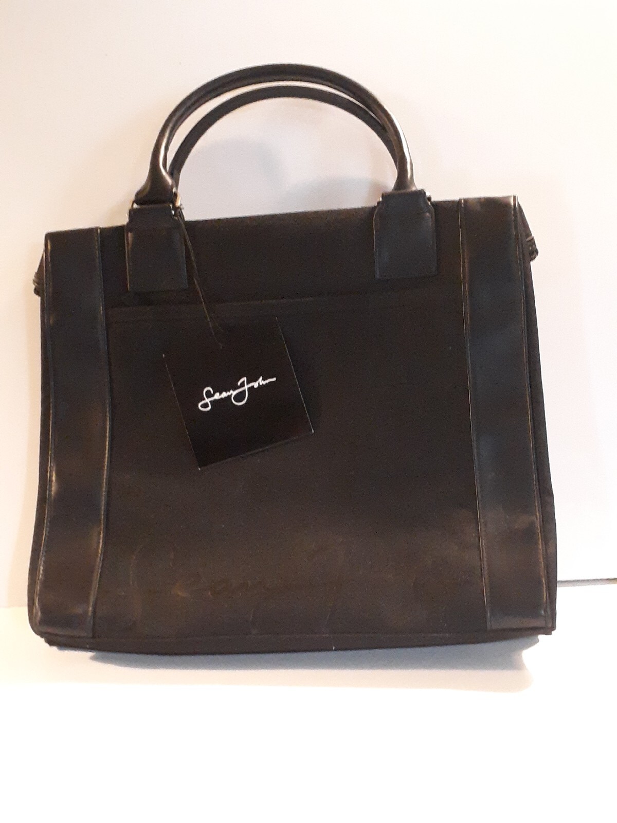 Sean John Signature Black Tote Bag 14" x 14" NWT No Shoulder Strap | eBay
