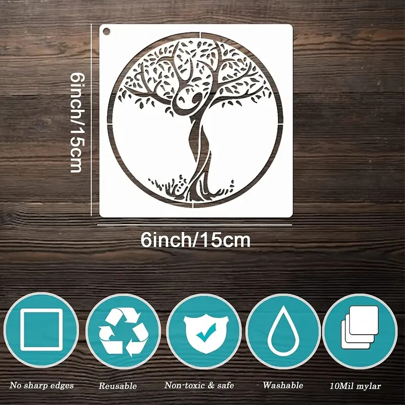 Tree of Life Stencils Complete set of 12 Different Styles 15cm/6" Sheet ...