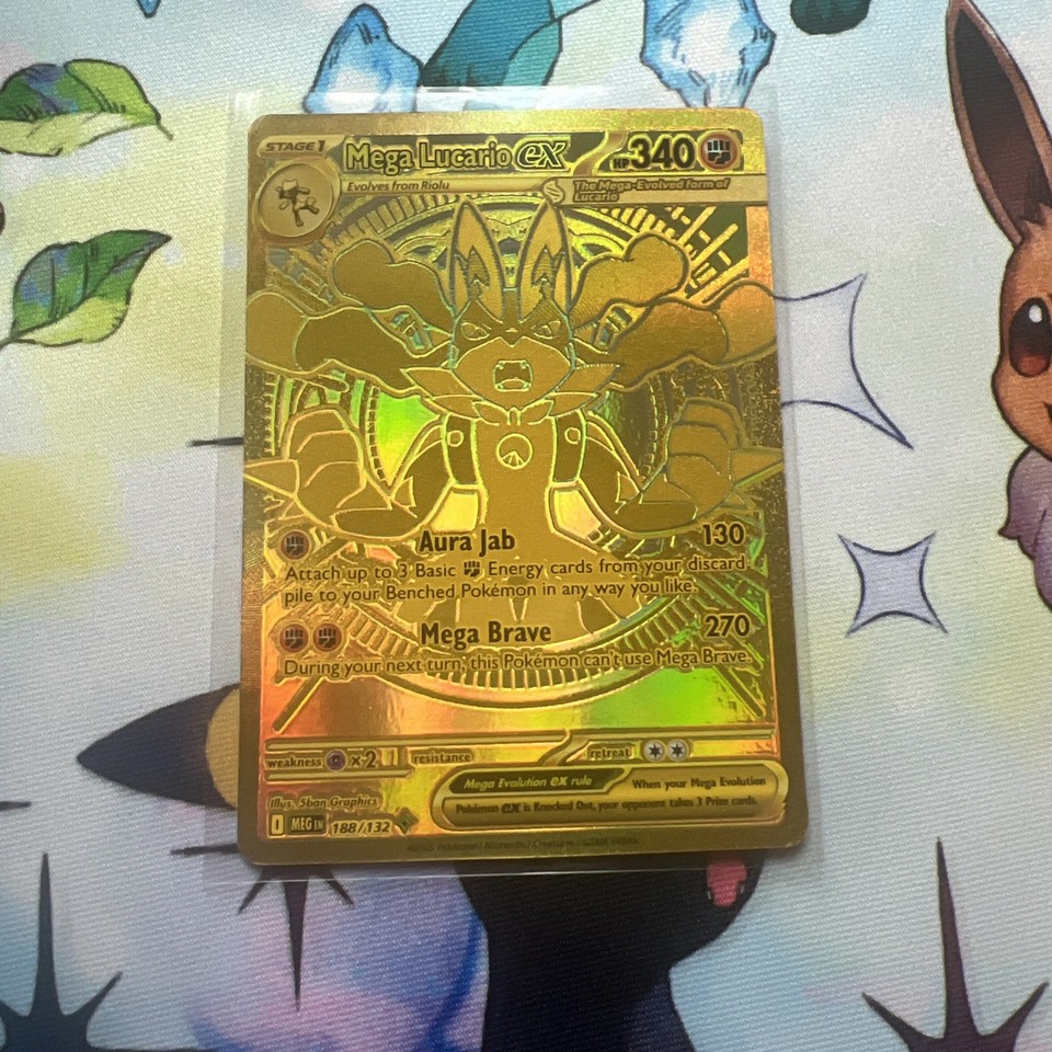 Mega Lucario ex Gold Mega Ultra Attack Rare #188/132 Mega Evolution In ...