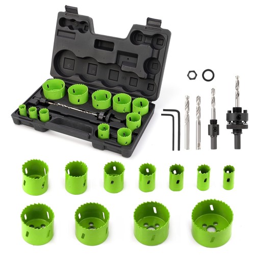 Yougfin Hole Saw Kit, 18 Pieces Bi-Metal Hole Saws Heavy Duty Hole ...