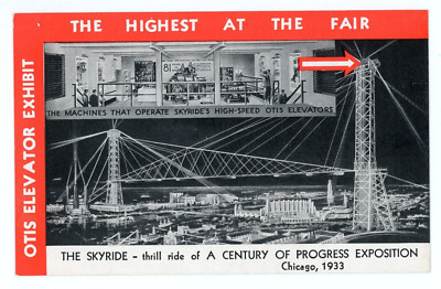 1933 Chicago World's Fair Otis Elevator Exhibit The Skyride Postcard | eBay