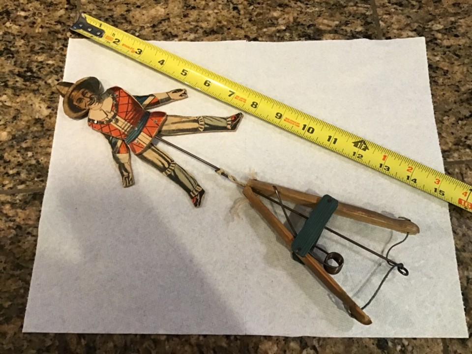 ANTIQUE GERMAN SPRING CLOWN JESTER JUMPING JACK LITHO PAPER ON WOOD | eBay