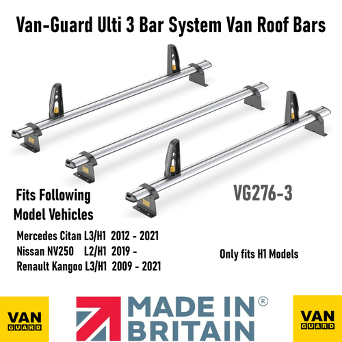 Van-Guard 3 Bar Ulti Roof Bars Mercedes Citan Nissan NV250 and Renault ...