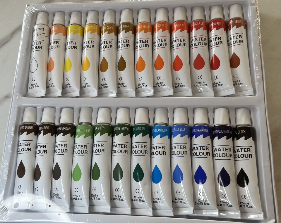 Watercolour Paint Set Tubes Pack of 24x12mLHigh Quality, Non Toxic 24 ...