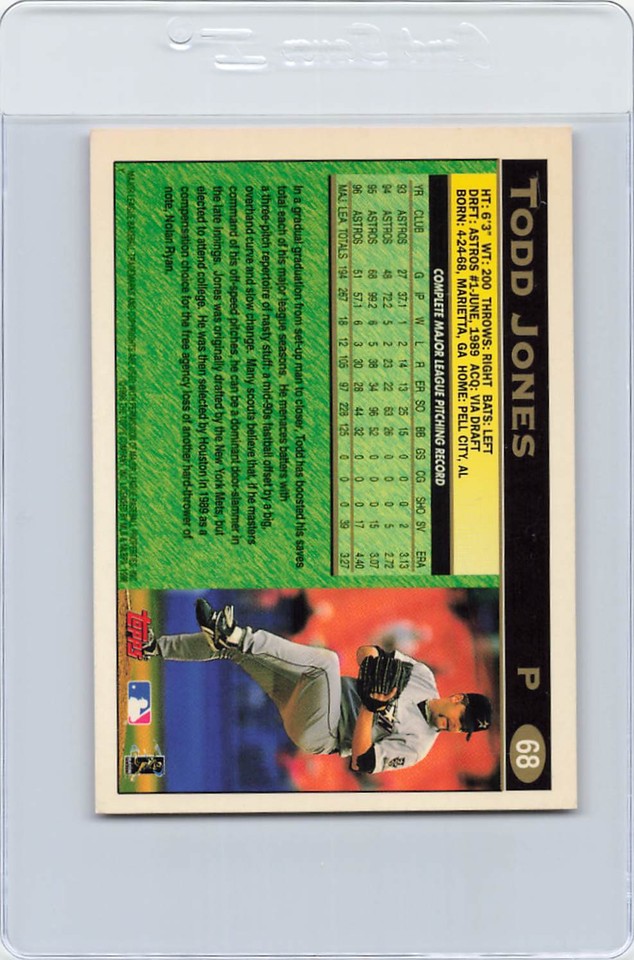 1997 Topps #68 Todd Jones Astros Signed Auto *J430 | eBay
