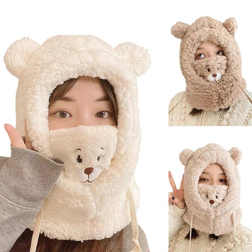 Cute Hooded Scarf Hat Soft Face Neck Head Warmer Neck Warmer Face Cover ...