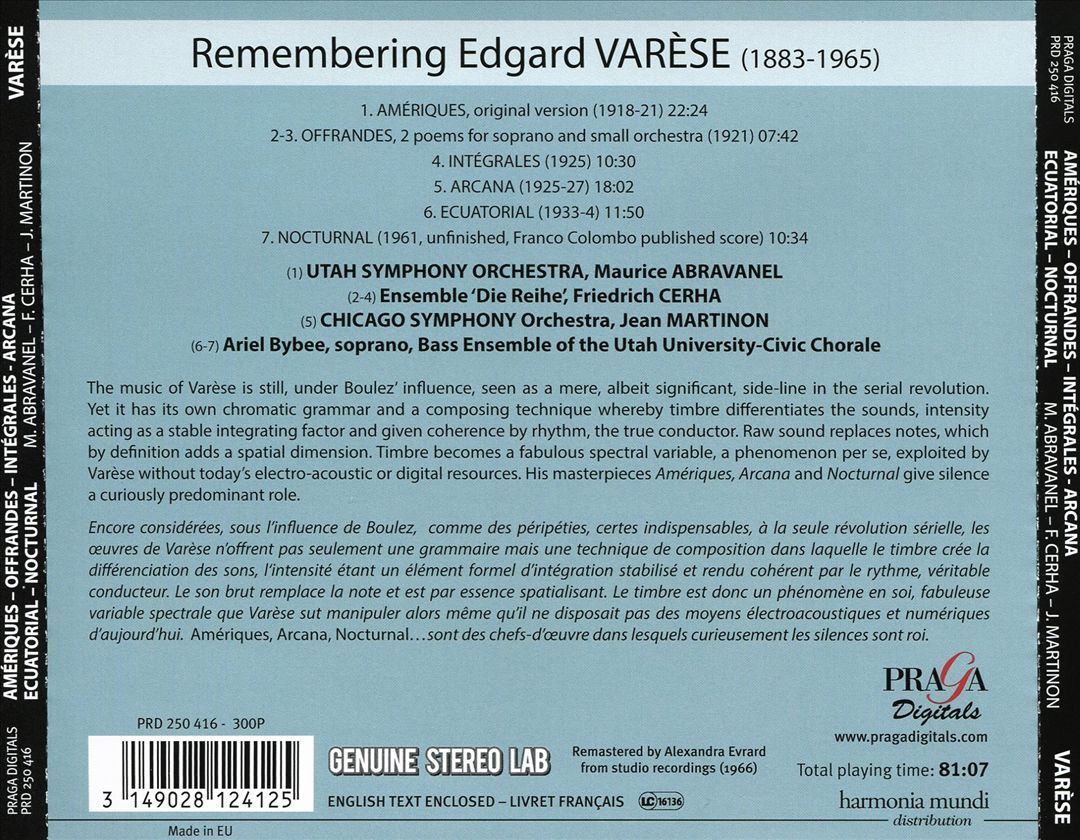 EDGARD VARESE - SHORT PORTRAIT NEW CD 3149028124125| eBay