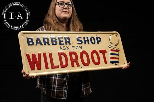 c. 1950's Wildroot Barber Shop Embossed Tin Sign | eBay
