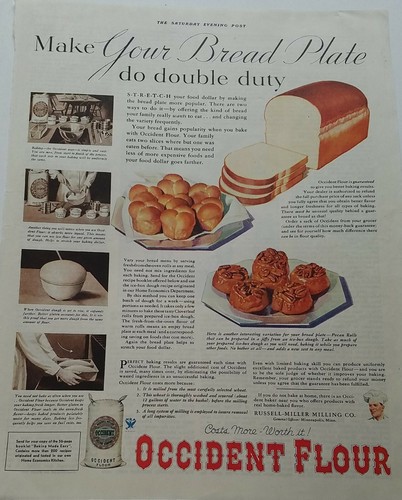 1934 Russell Miller Milling Occident flour bread pecan rolls vintage ad ...
