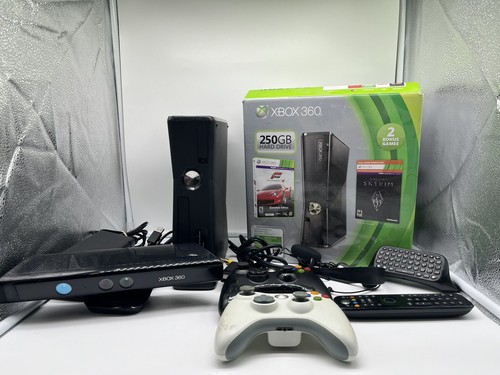 Xbox 360 250GB Black Console w/ Cords Complete In Box Tested Working ...