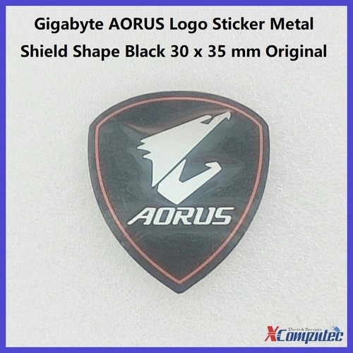 Gigabyte AORUS Logo Sticker Metal Shield Shape Black 30 x 35 mm ...