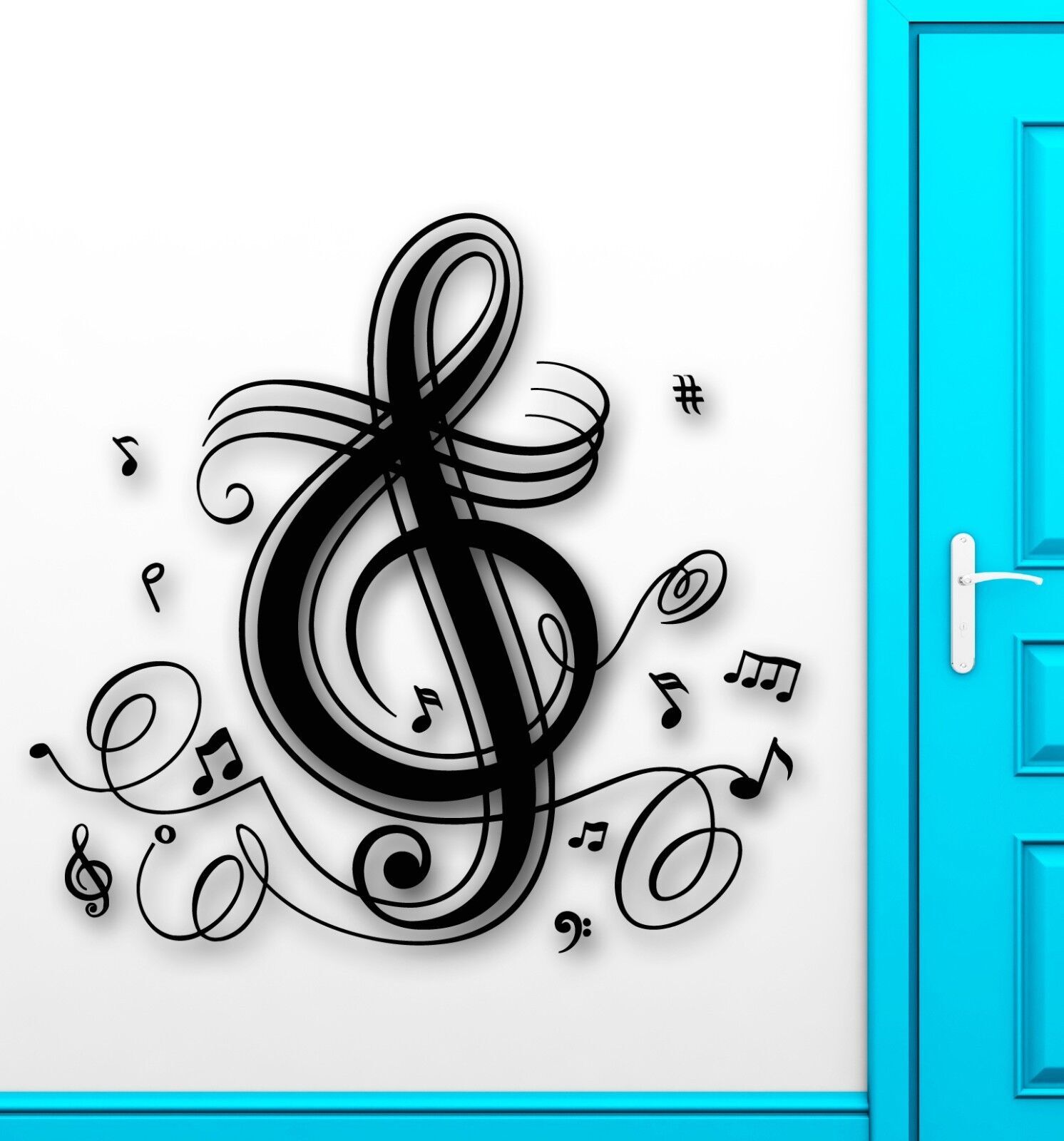 Wall Stickers Vinyl Decal Music Notes Singing Patterns Great Room Decor ...