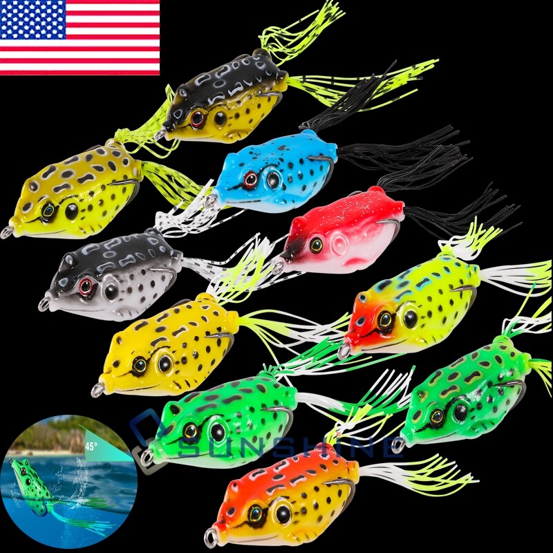 1/10PCS Frog Topwater Soft Fishing Frogs Lure Bait Bass Crankbaits 5 ...