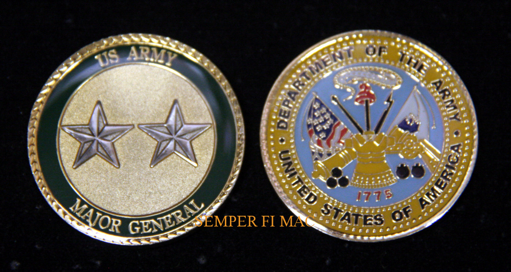 MAJOR GENERAL 2 STAR CHALLENGE COIN US ARMY O8 PIN UP RANK PROMOTION ...