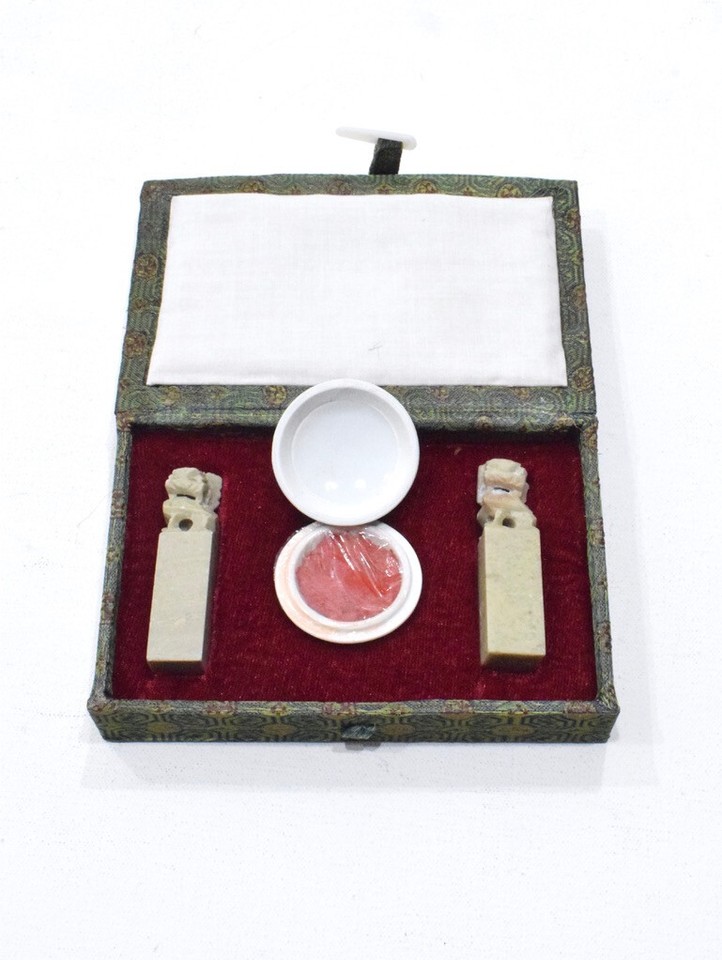 Chinese Carved Soapstone Chop Ink Set | eBay