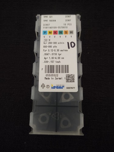 ISCAR Carbide Turning Inserts TPMT 321 IC907/ TPMT 160304 (Qty: 10) New ...
