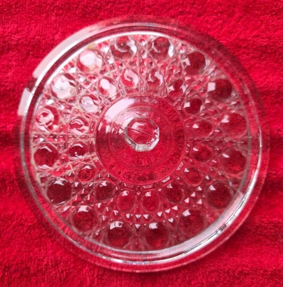 Vintage Indiana Glass Clear Candy Dish in the Windsor Button and Cane ...