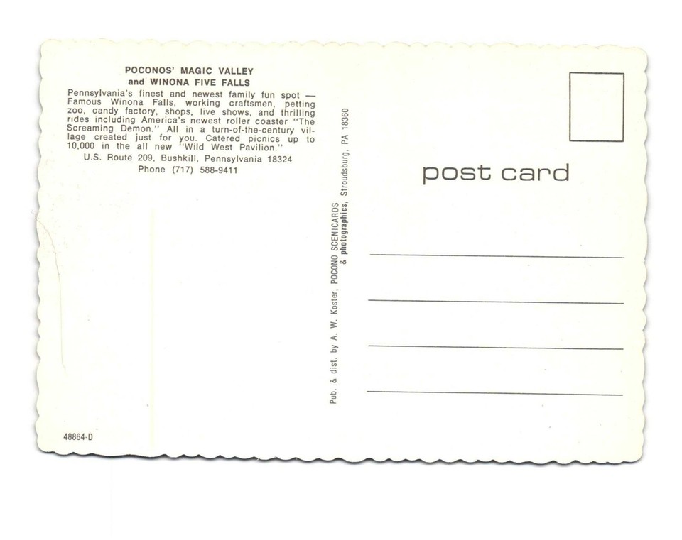 Poconos Magic Valley in Winona Five Falls vintage postcard unposted ...