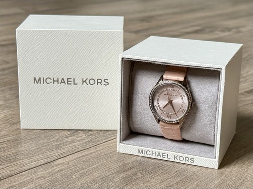 New Michael Kors MK Lauryn Quartz Crystal Pink Dial Ladies Watch ...