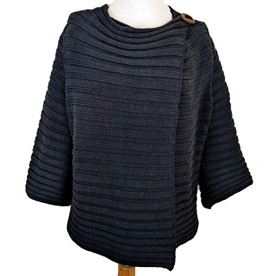 Pure Handknit Summer Crush Black Ribbed Wrap Sweater Women's Size S / M ...