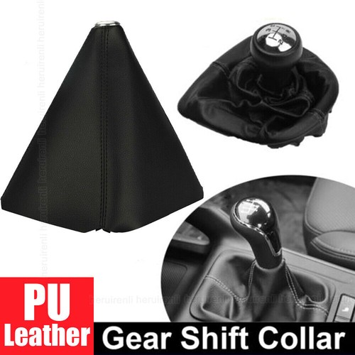Black Leather Car Gear Shift Collars Manual Stick Shifter Boot Cover ...
