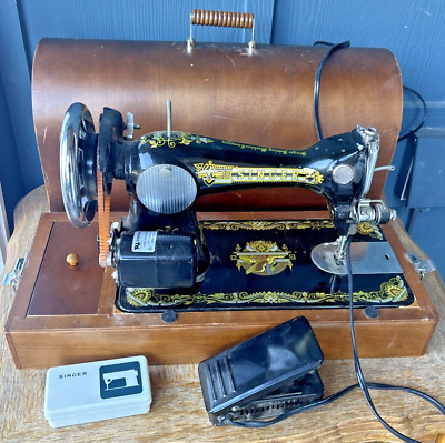 Singer 15 NL-K Sphinx Sewing Machine Gold Egyptian Inspired W/ Case ...