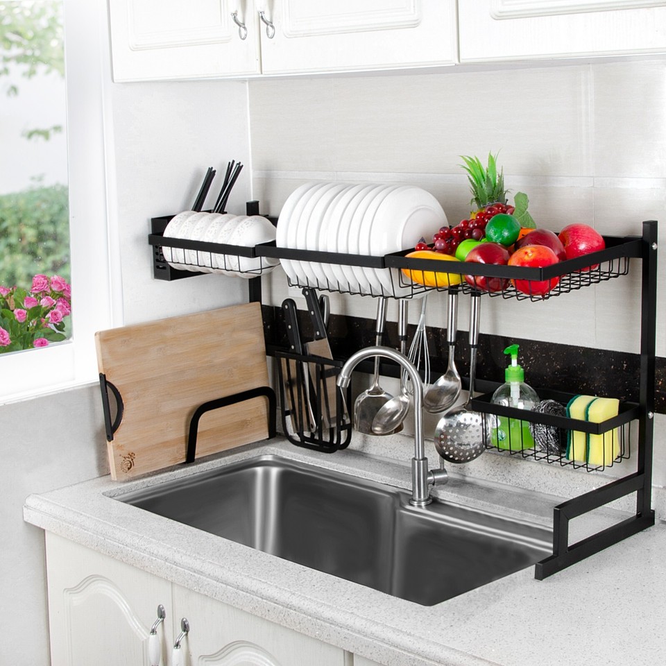 Over Sink Dish Drying Rack Drainer Shelf Stainless Steel Kitchen ...