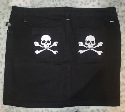 Tripp NYC Black Denim SKULL Mini Skirt Plus 2X Gothic Torrid Hot ToPIC ...